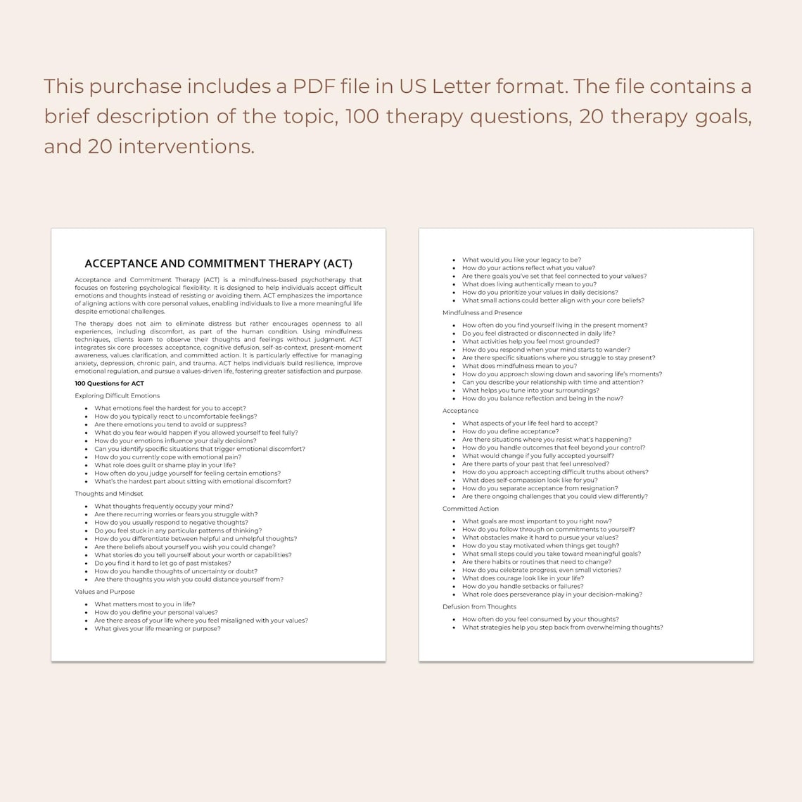 ACT Therapy Questions, Acceptance and Commitment Therapy, Psychological ...