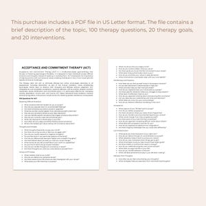 ACT Therapy Questions, Acceptance and Commitment Therapy, Psychological ...