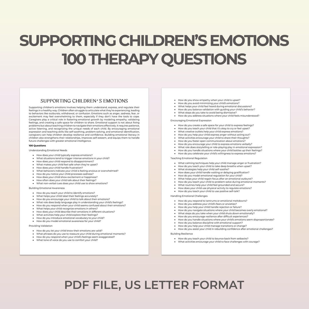 Supporting Children’s Emotions Therapy Questions,empathy, Self ...