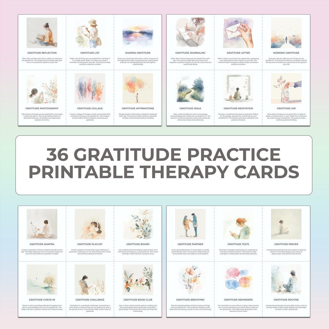 Gratitude Therapy Cards, Cognitive Behavioral Therapy Cards, CBT ...