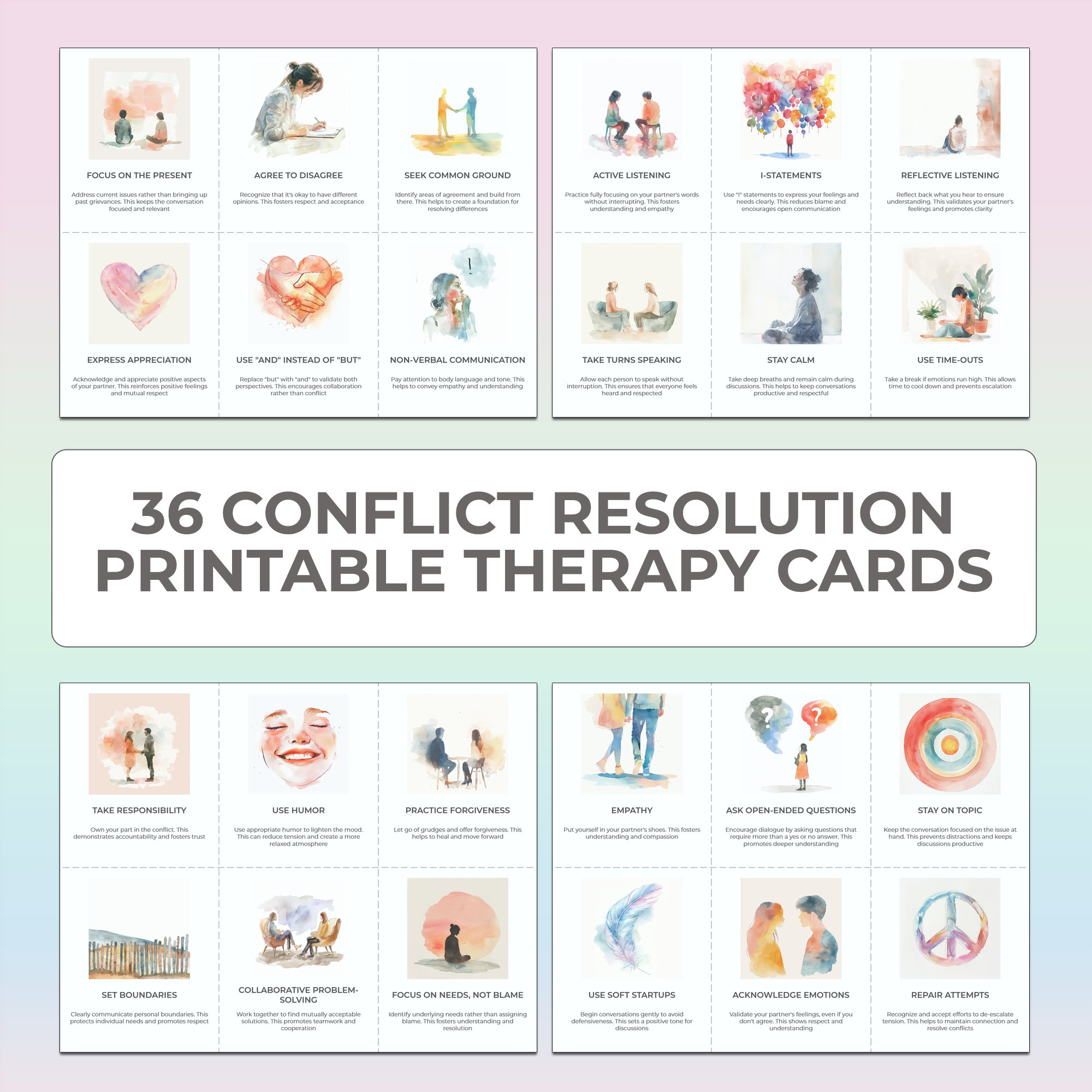 Conflict Resolution Therapy Cards, Couples, Family, Interpersonal ...
