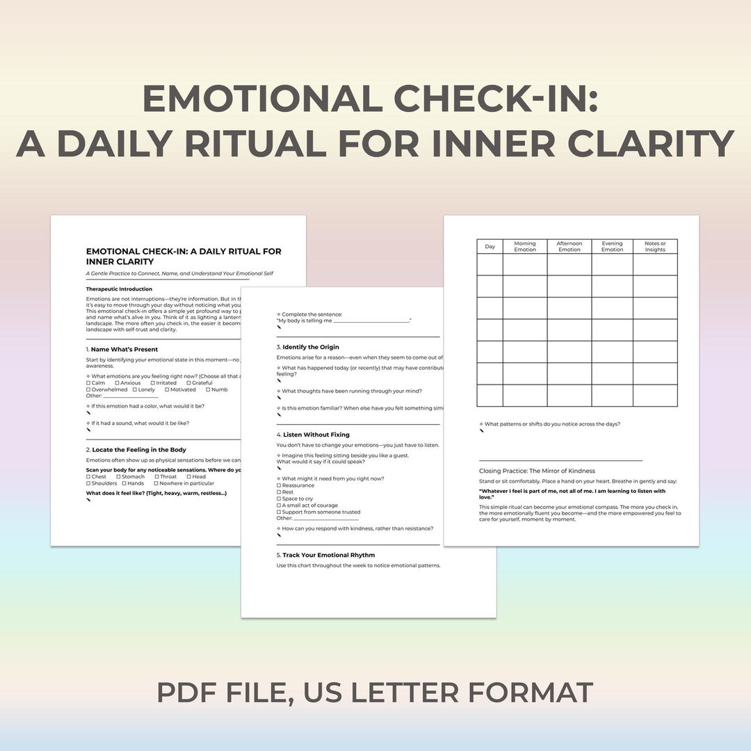 Emotional Check In, Feelings Tracker, Therapy Worksheet, Mood ...