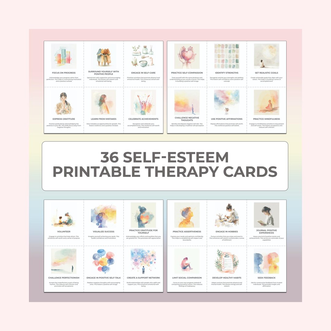 Self-esteem Therapy Cards, Interpersonal, CBT, Cognitive-behavioral ...