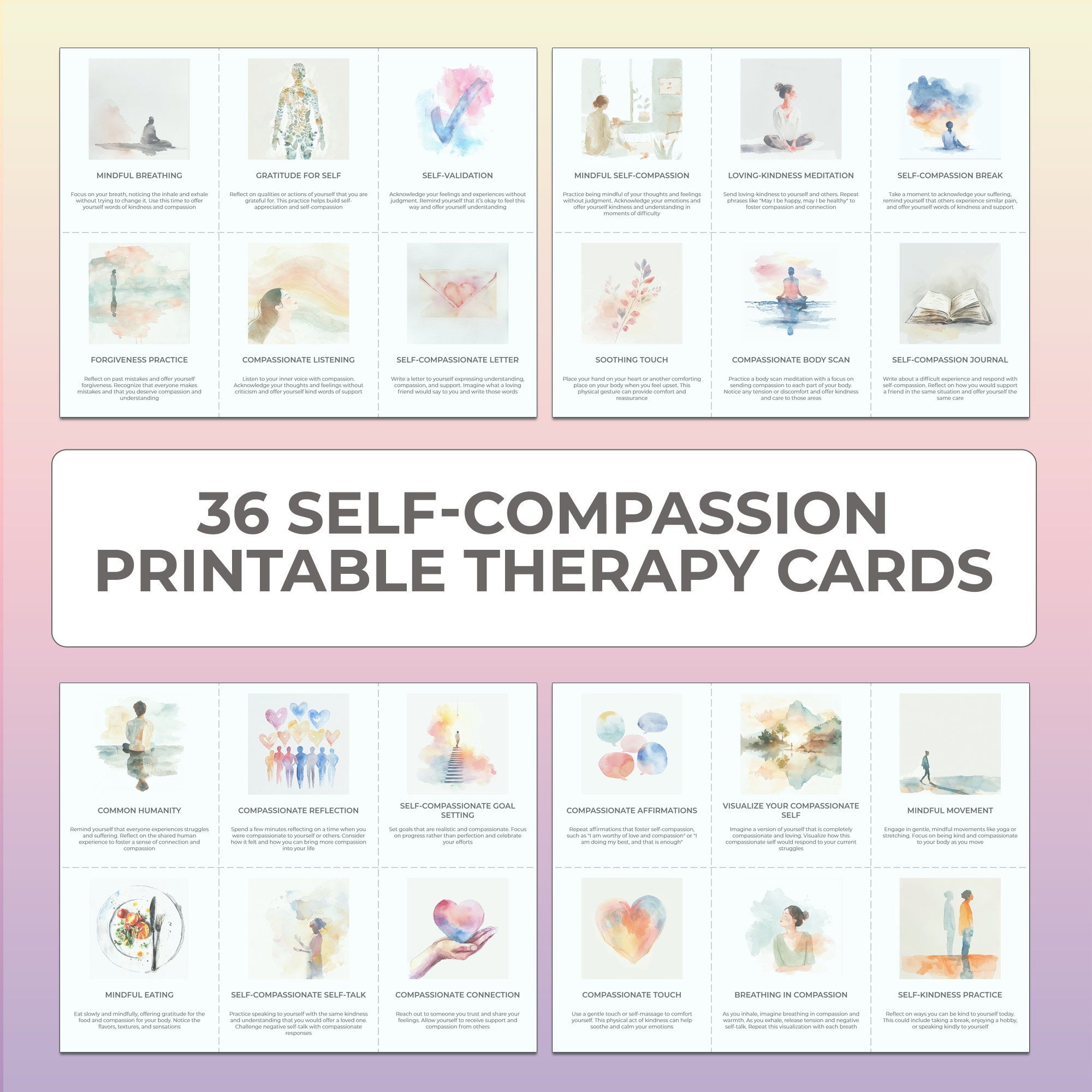 Compassion-focused Therapy Cards, CFT, Mindfulness, Printable Therapy ...
