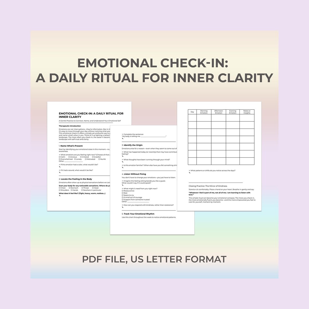 Emotional Check in Worksheet Printable Feelings Tracker Mood Log ...