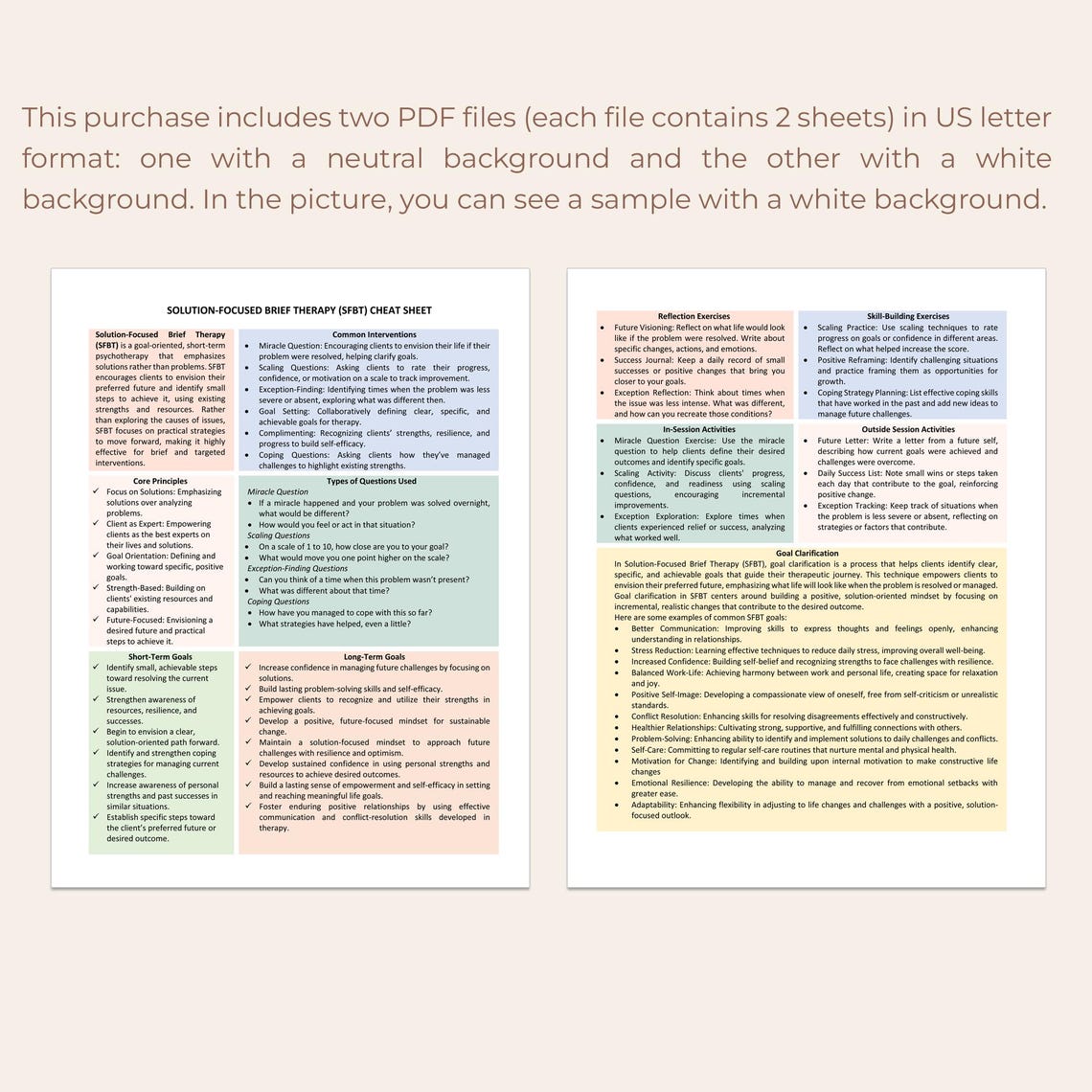 SFBT Cheat Sheet, Solution-focused Brief Therapy Cheat Sheet, Printable ...