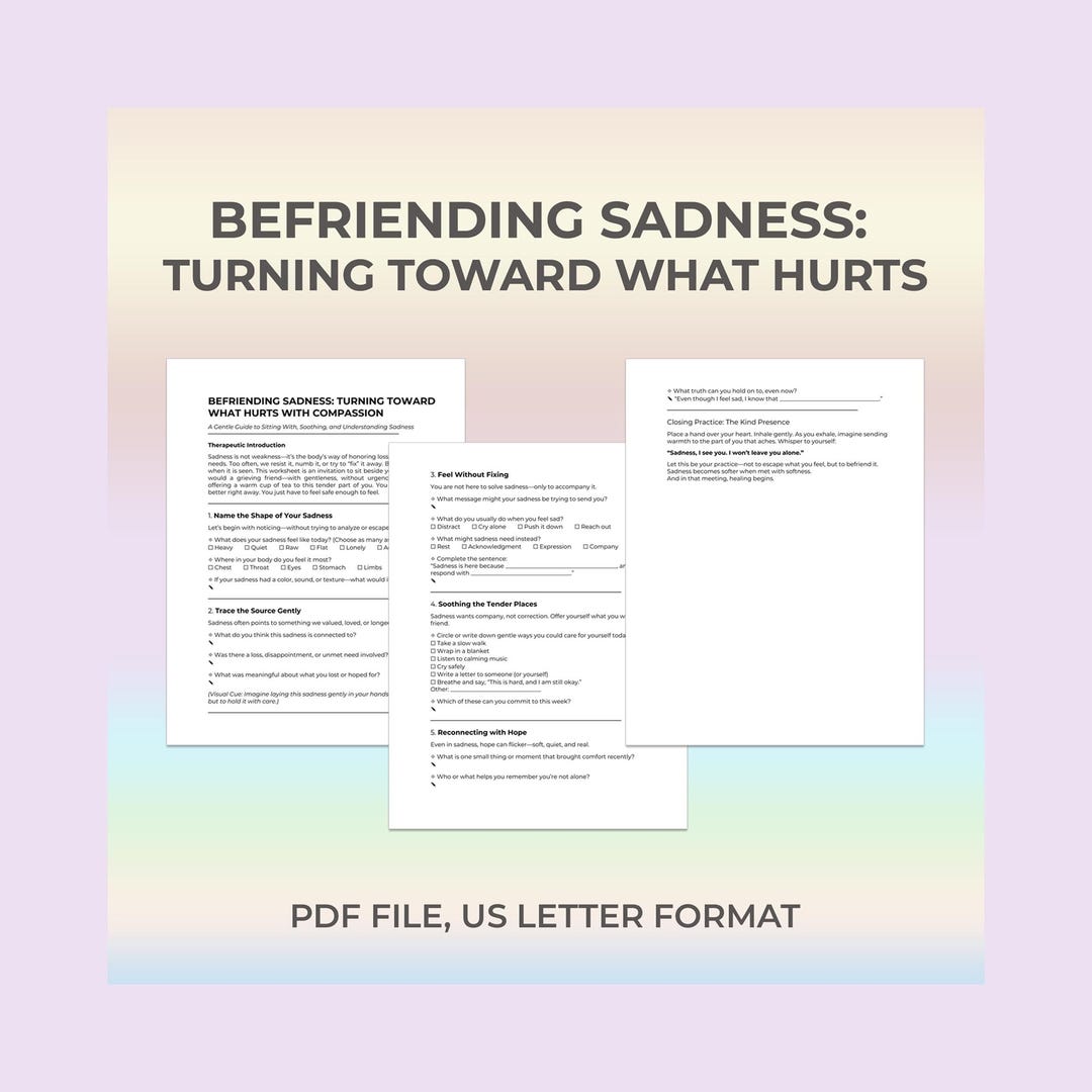 Managing Sadness Therapy Worksheet, Emotional Healing, Befriend ...