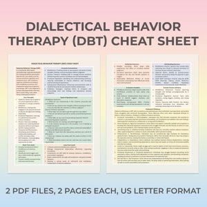 DBT Cheat Sheet, Dialectical Behavioral Therapy Cheat Sheet, Printable ...