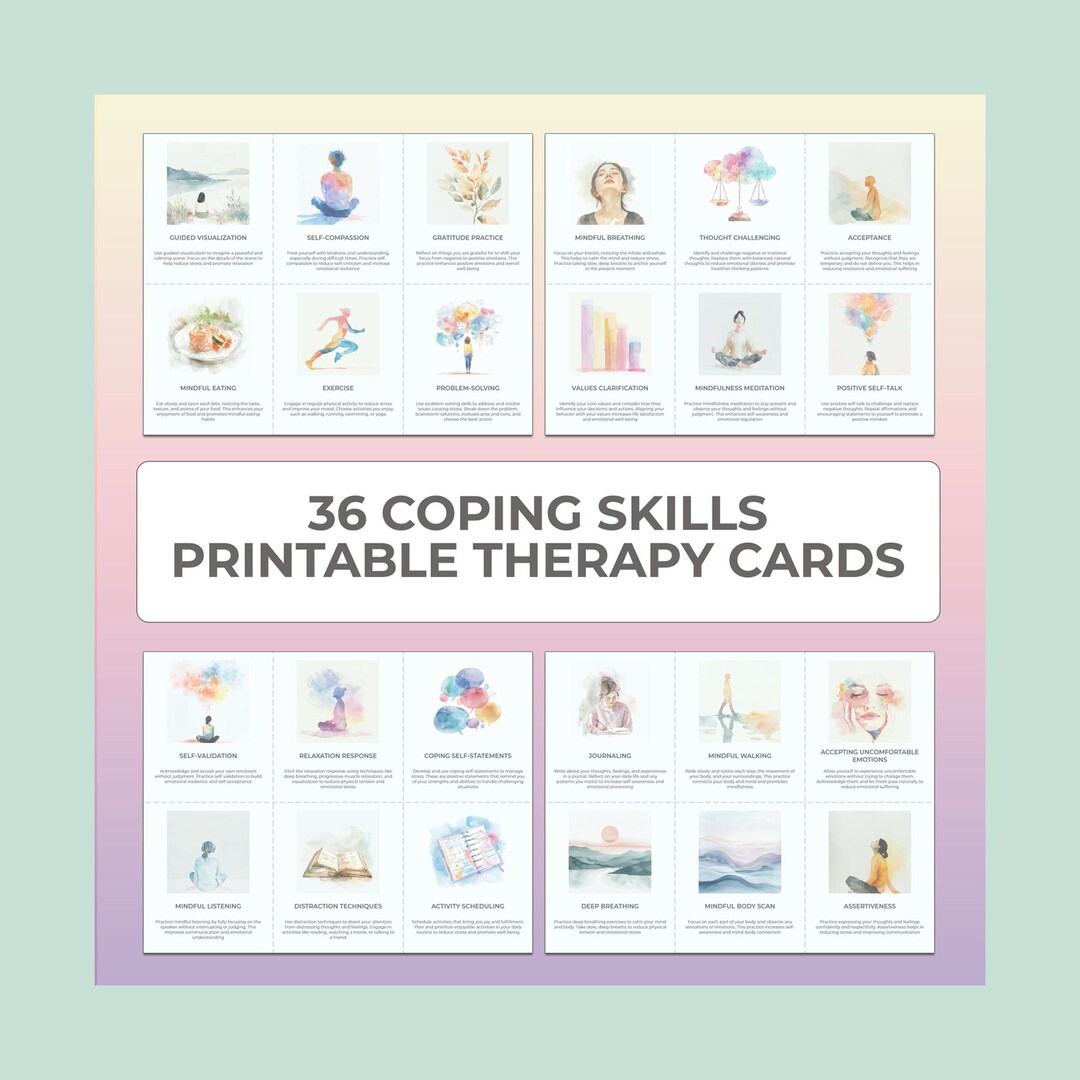 Coping Skills Therapy Cards, Cognitive Behavioral Therapy Cards, CBT ...