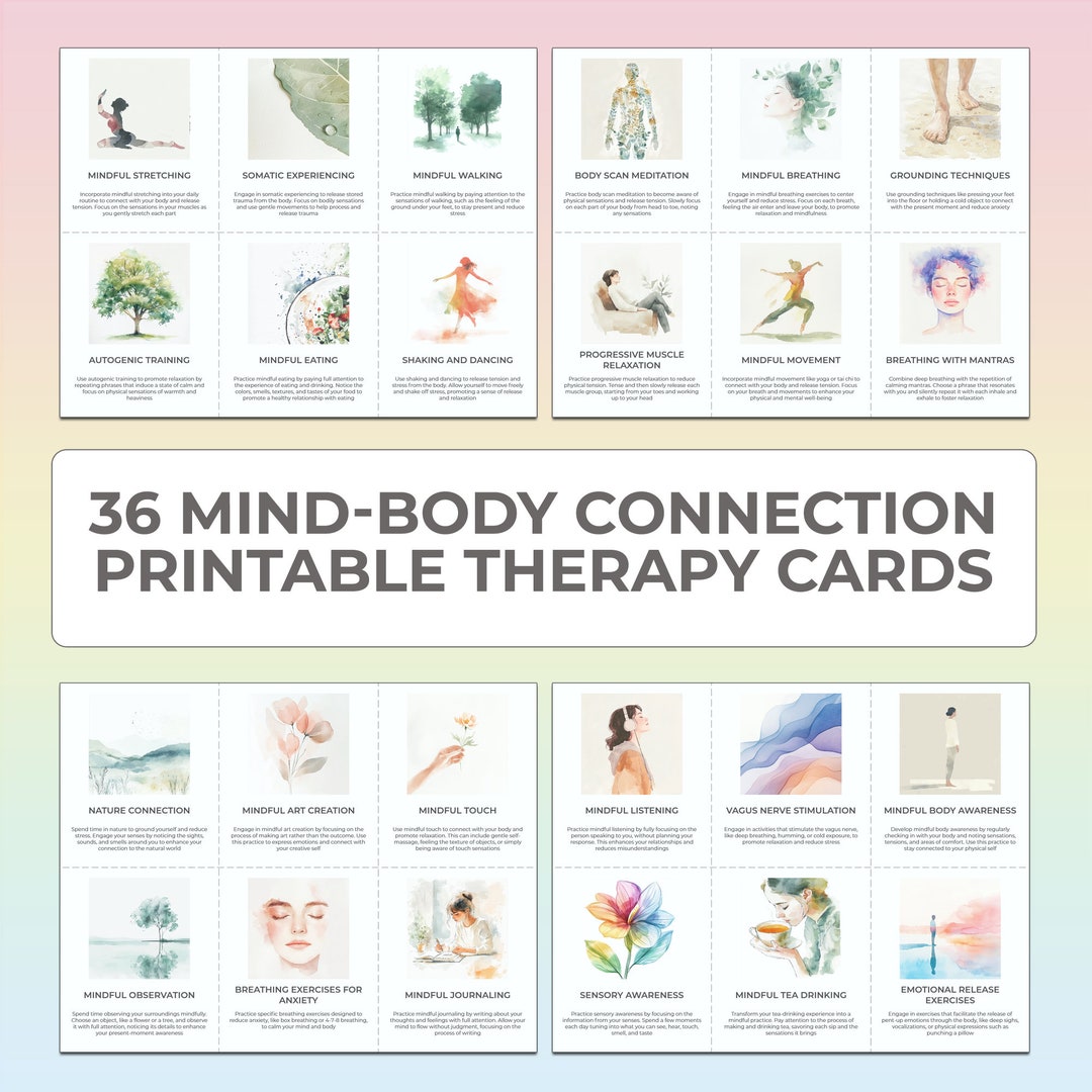 Mind-body Connection, Therapy Cards, Body Mind Connection Exercises ...