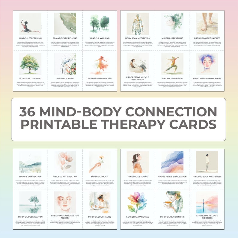 Mind-body Connection, Therapy Cards, Body Mind Connection Exercises ...