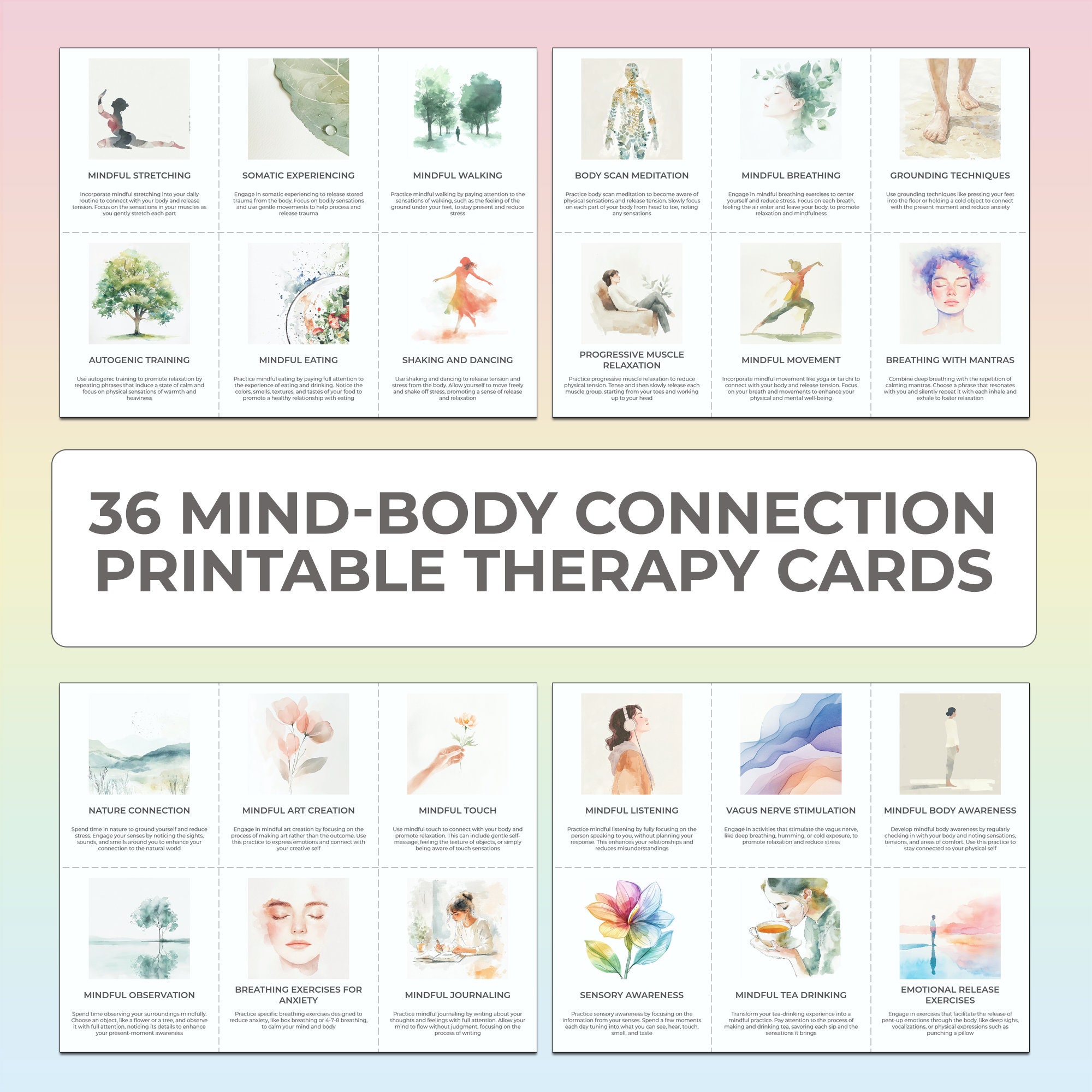 Mind-body Connection, Therapy Cards, Body Mind Connection Exercises ...