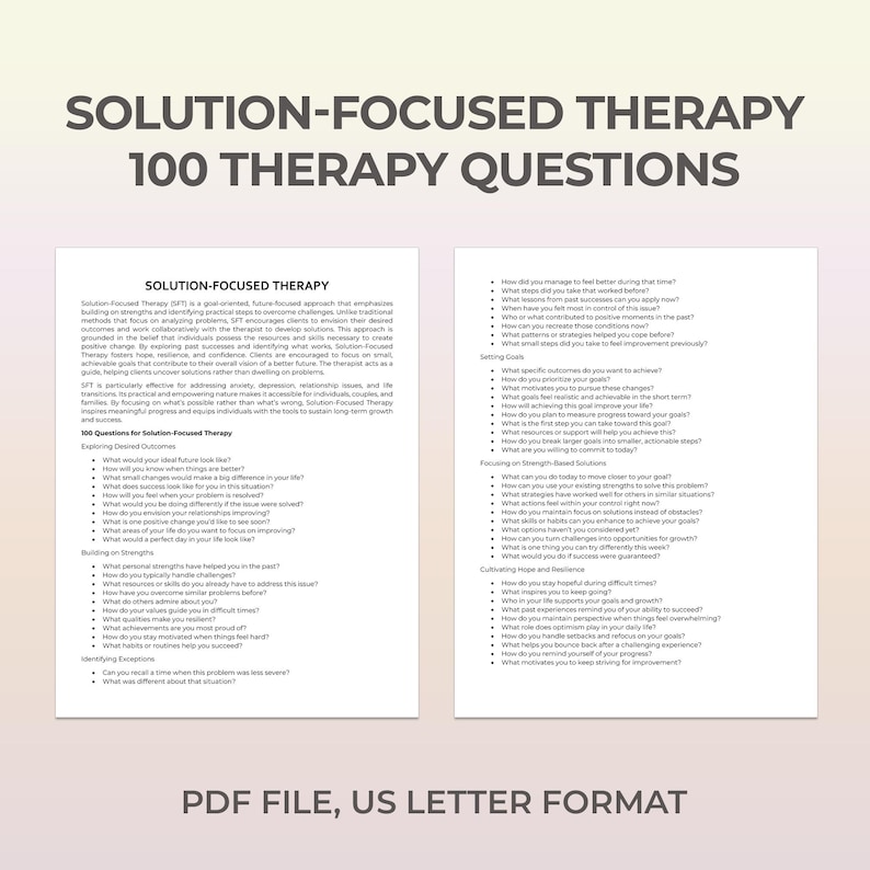 Solution-focused Therapy Questions, Strengths-based, Positive Mindset, Goal-setting,personal ...