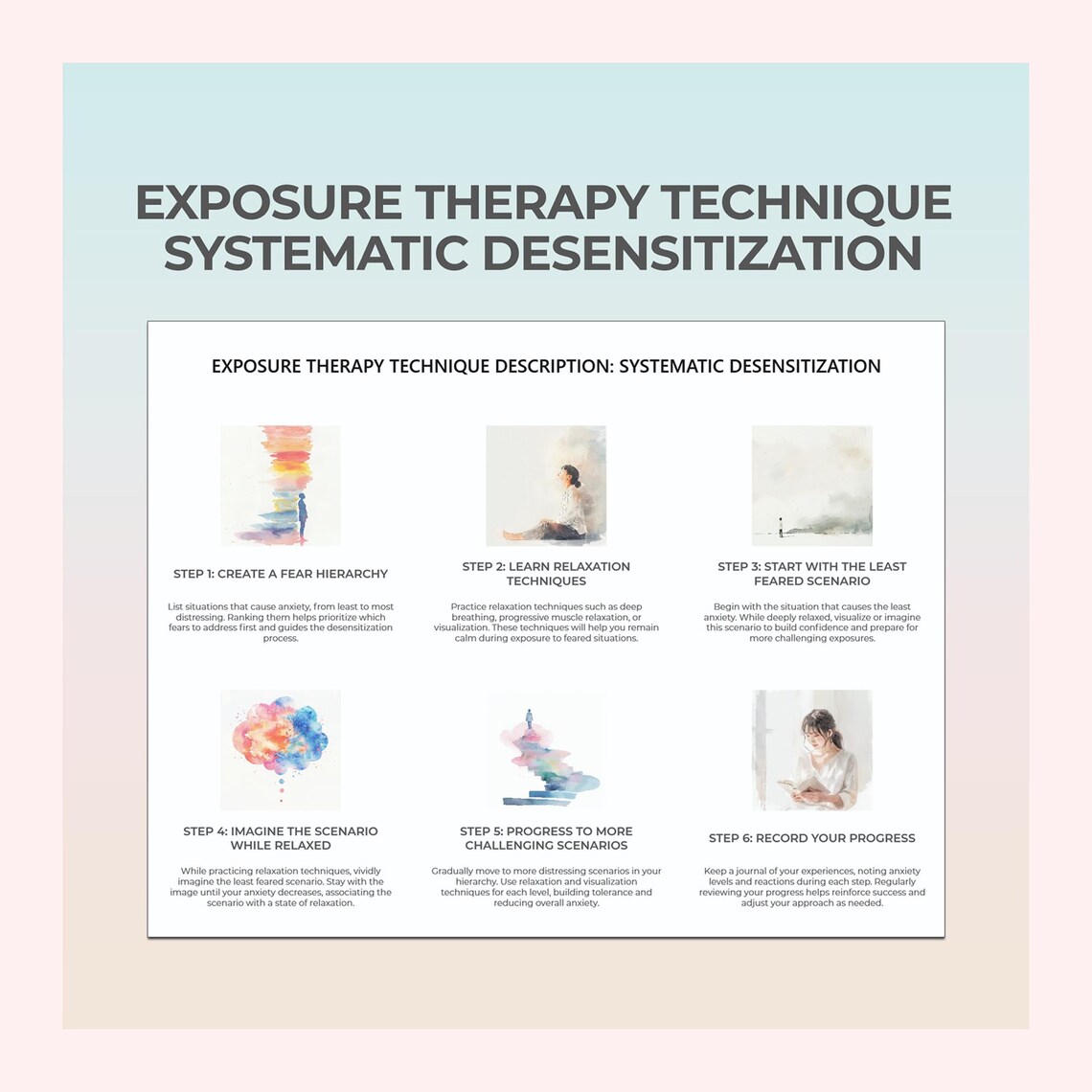 Exposure Therapy Worksheet, Overcoming Fear, Systematic Desensitization ...