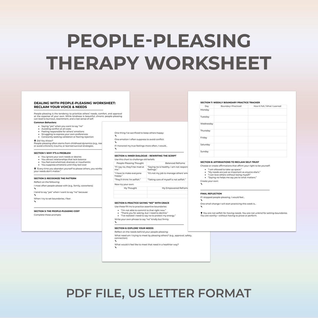 People-pleasing Recovery Worksheet Printable Boundaries Workbook for ...