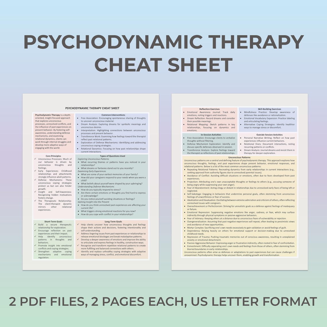 Psychodynamic Therapy Cheat Sheet, Psychodynamic Approach, Printable ...