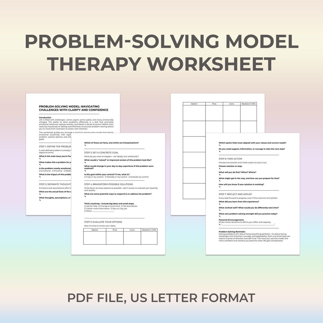 Problem-solving Worksheet, Decision Tool, Mental Clarity, Action Plan ...