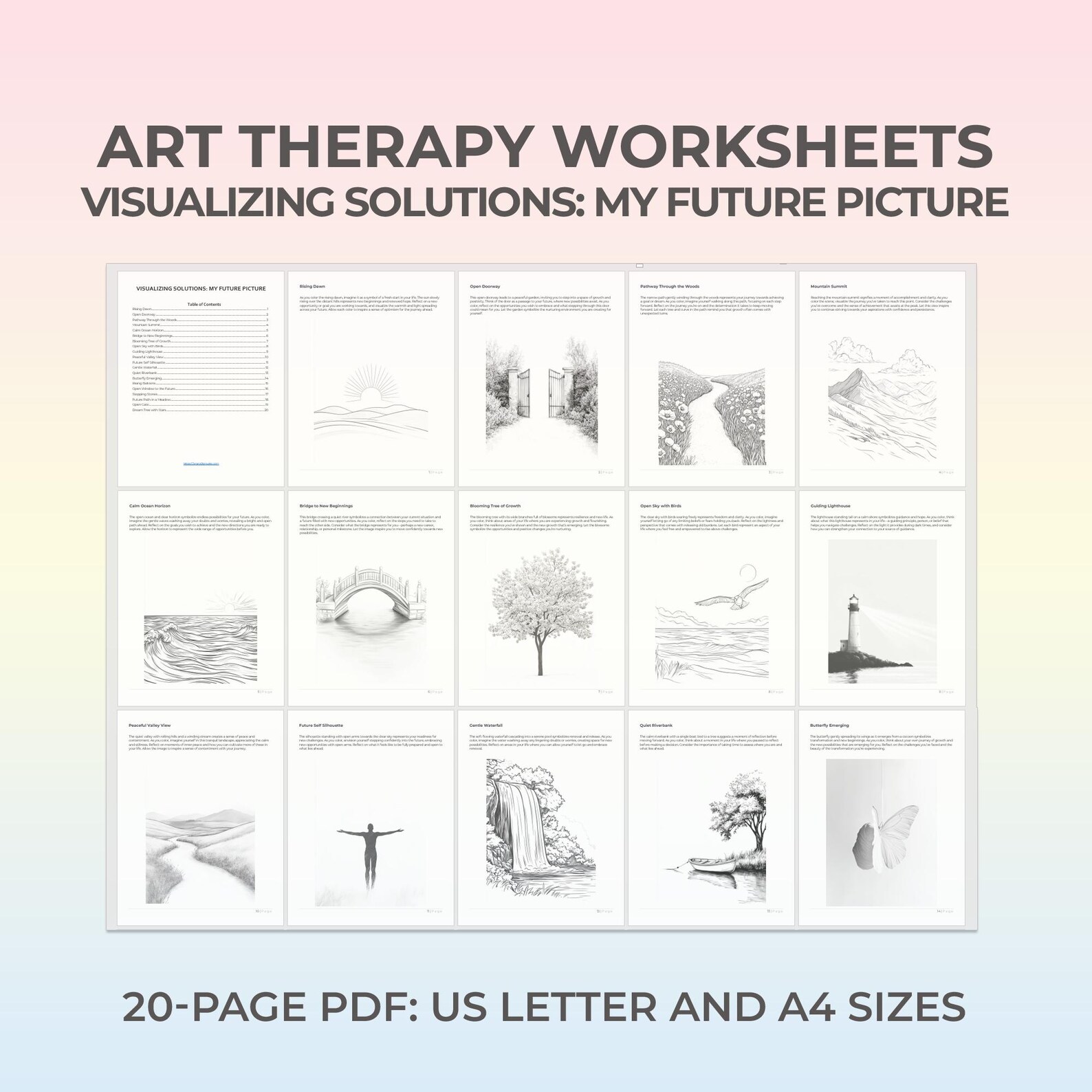 Art Therapy Workbook, Mindful Coloring, Solution-focused, Goal Setting ...