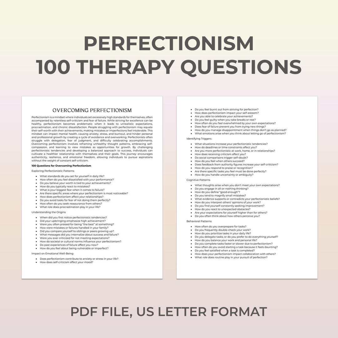 Therapy Questions for Overcoming Perfectionism, Self-compassion ...