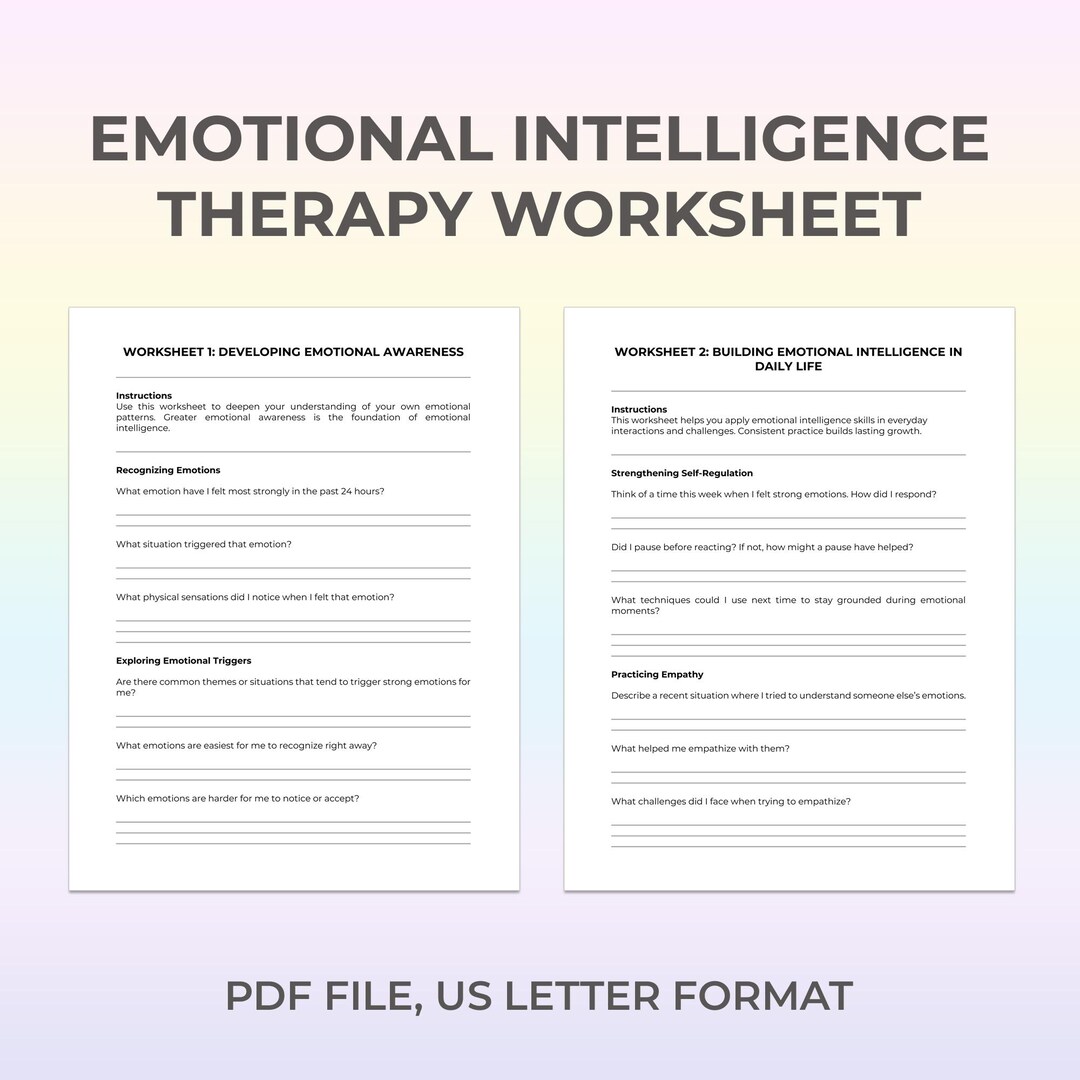 Emotional Intelligence Worksheets, Self-awareness, Emotional Regulation ...