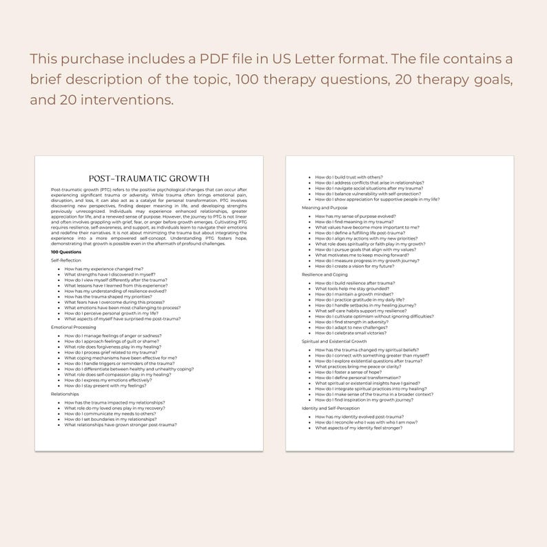 Therapy Questions for Post-traumatic Growth, Personal Strength, Trauma ...