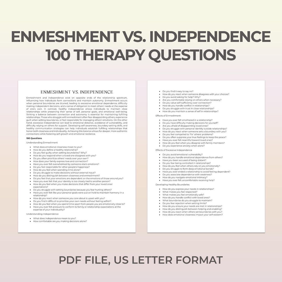 Therapy Questions for Enmeshment Vs Independence, Autonomy ...