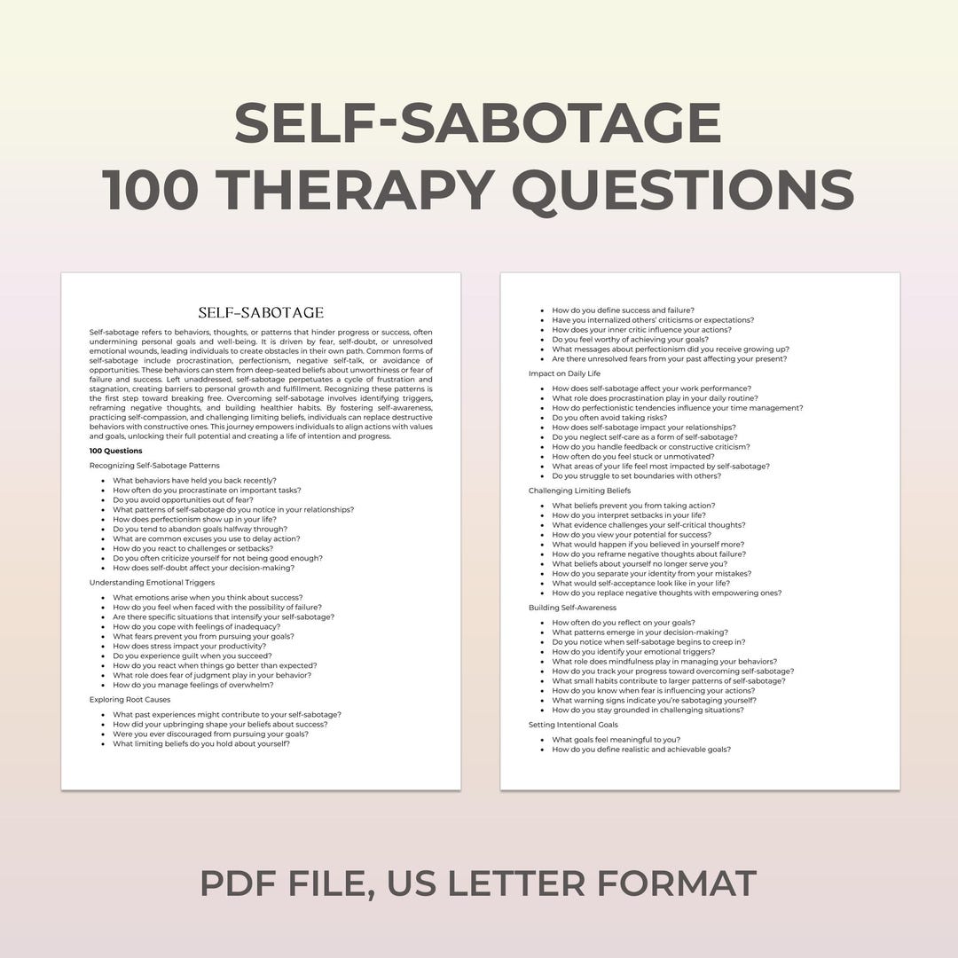 Self-sabotage Therapy Questions, Self-doubt, Limiting Beliefs ...