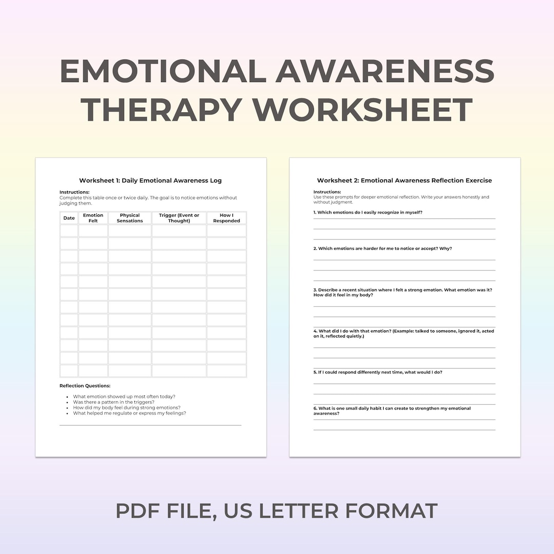Emotional Awareness Worksheets, Mental Health, Therapy Worksheets ...
