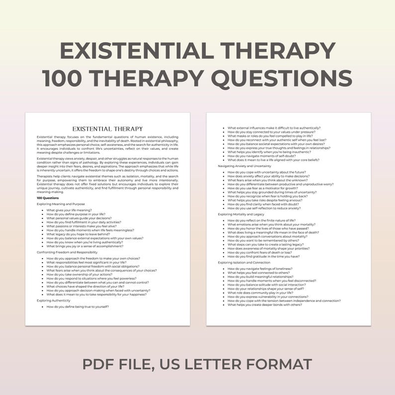 Existential Therapy Questions, Authenticity, Self-awareness, Core ...