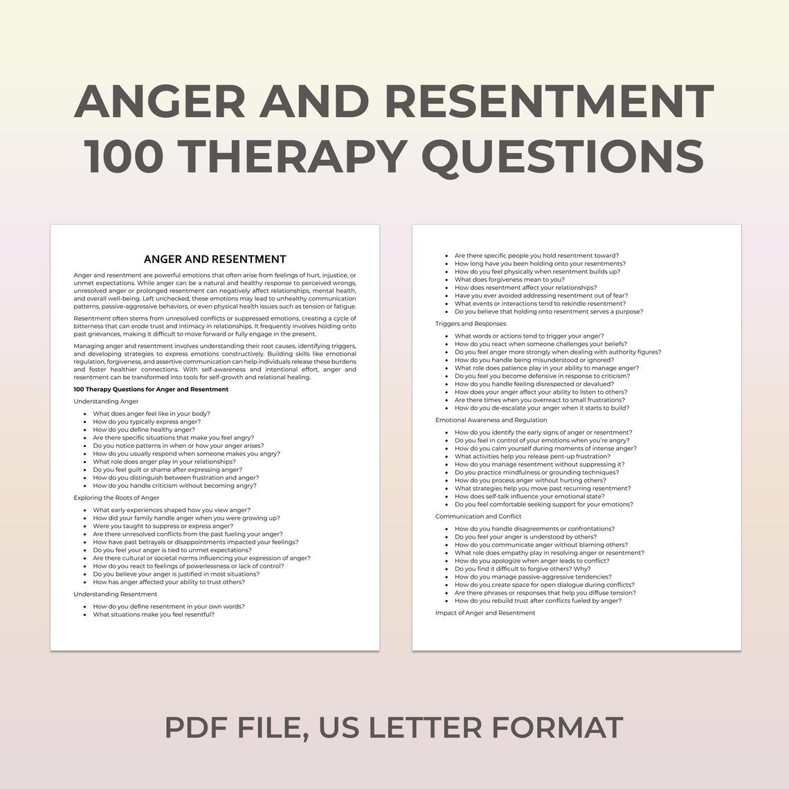 Anger Management Therapy Questions, Resentment Healing, Forgiveness ...