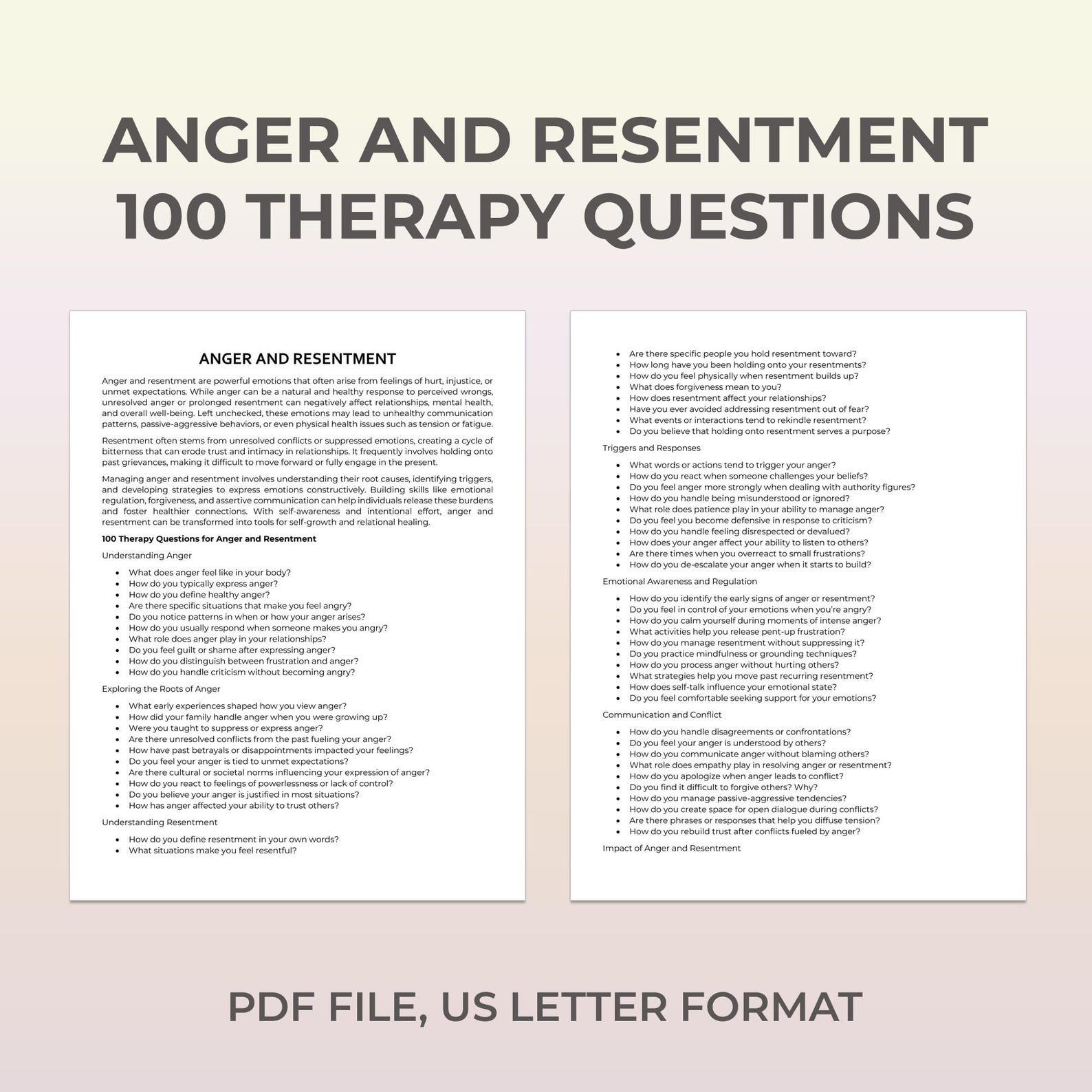 Anger Management Therapy Questions, Resentment Healing, Forgiveness ...