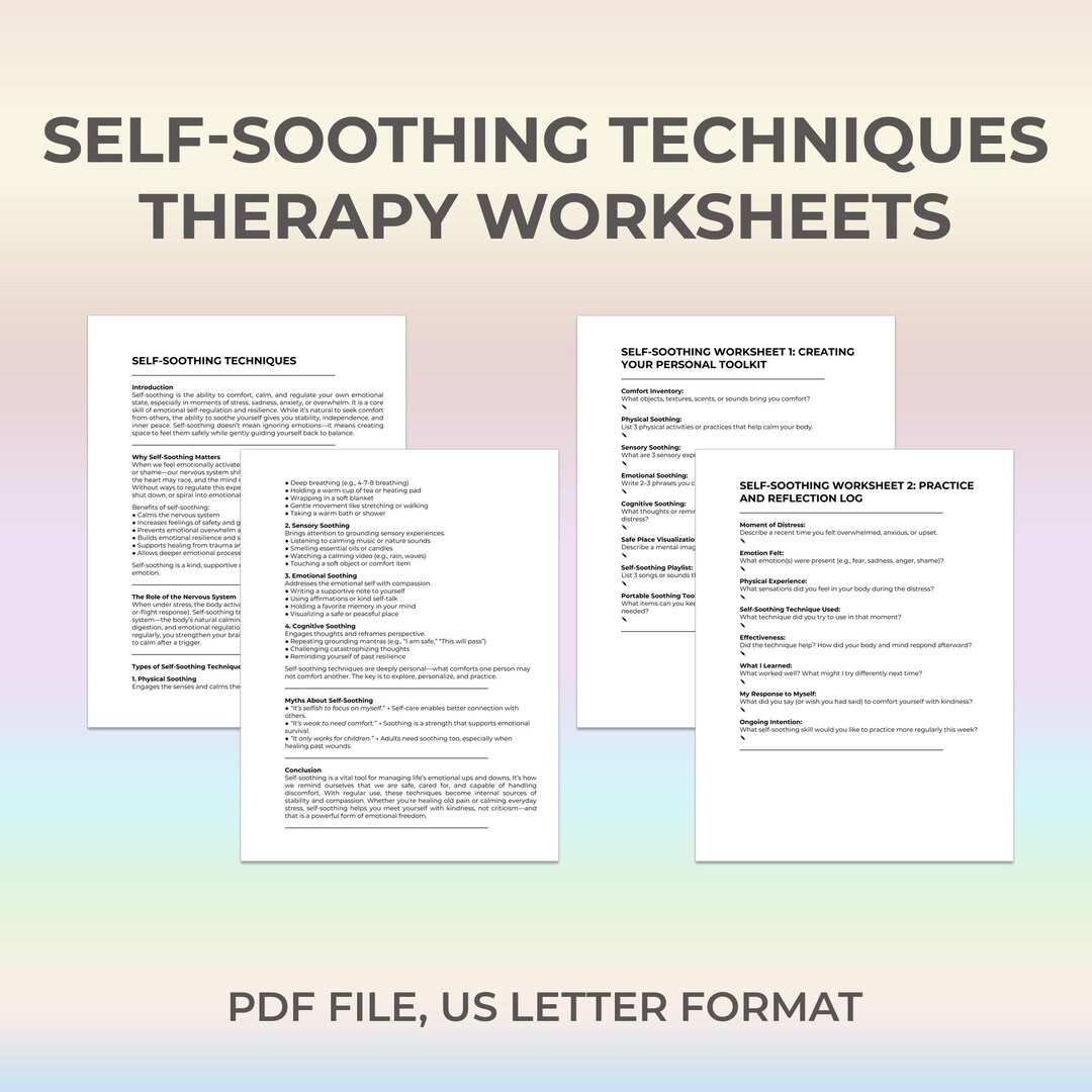 Self Soothing, Coping Skills, Calming Worksheet, Anxiety Support ...