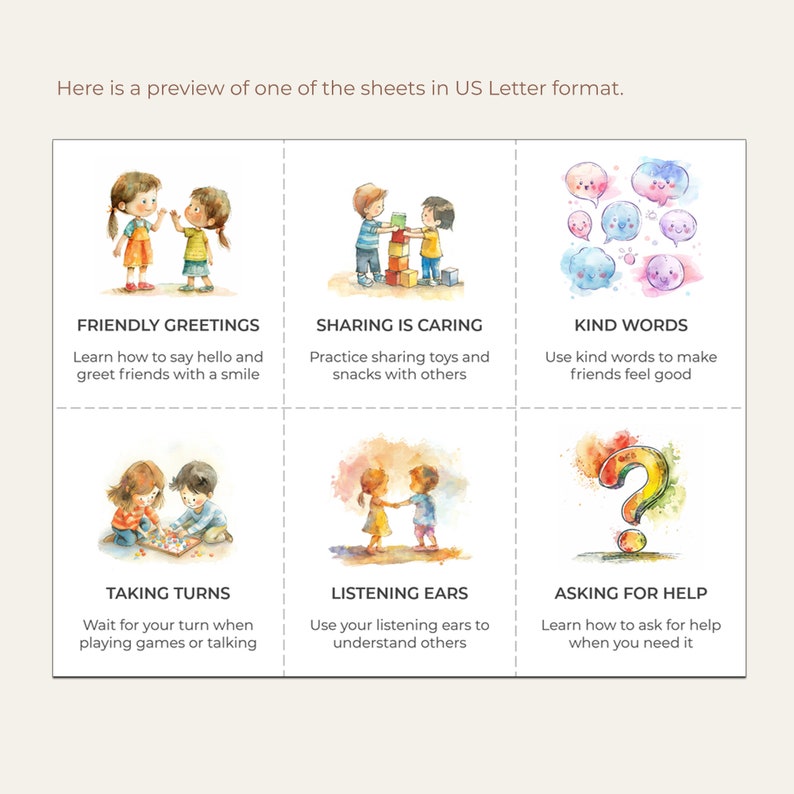 Social Skills Therapy Cards for Kids Printable Psychotherapy Worksheets ...