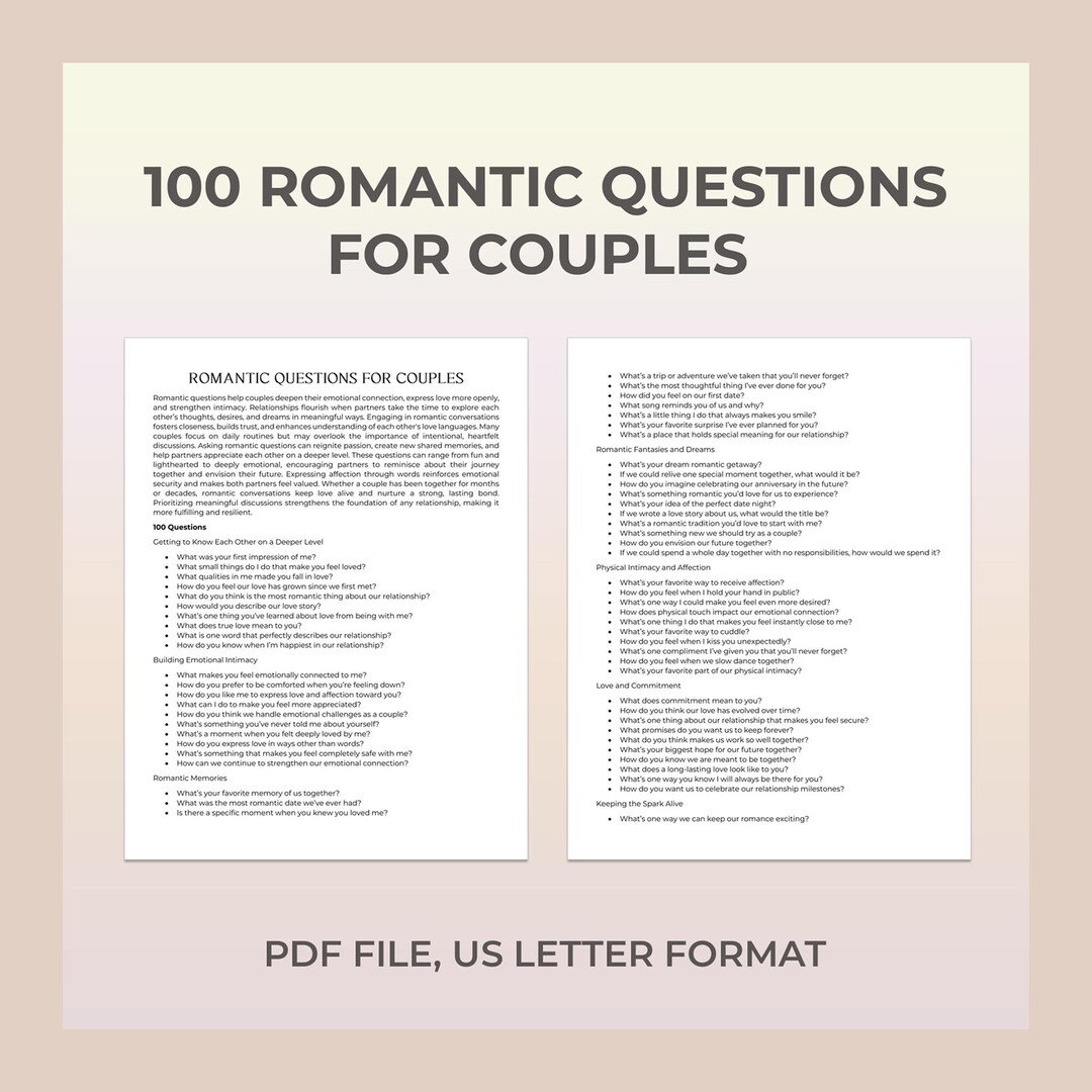 Romantic Questions for Couples, Romance, Connection, Passion, Trust ...