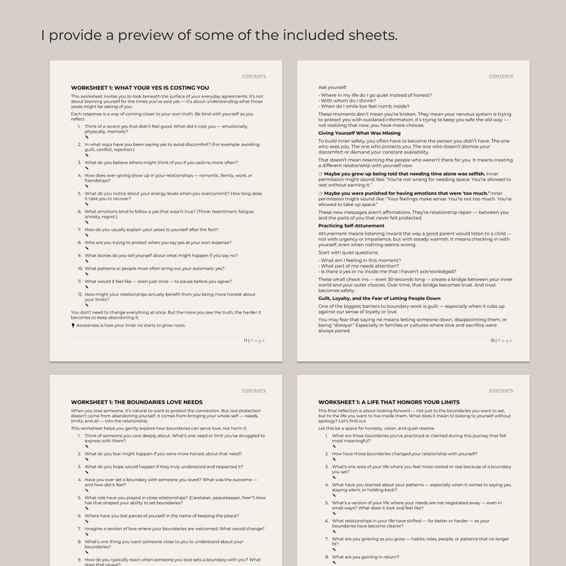 Boundaries Workbook Emotional Healing Journey Printable Self Care ...