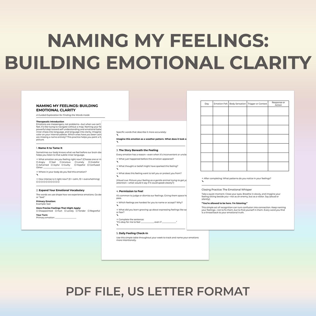 Naming Feelings, Feelings Worksheet, Emotional Awareness, Therapy ...