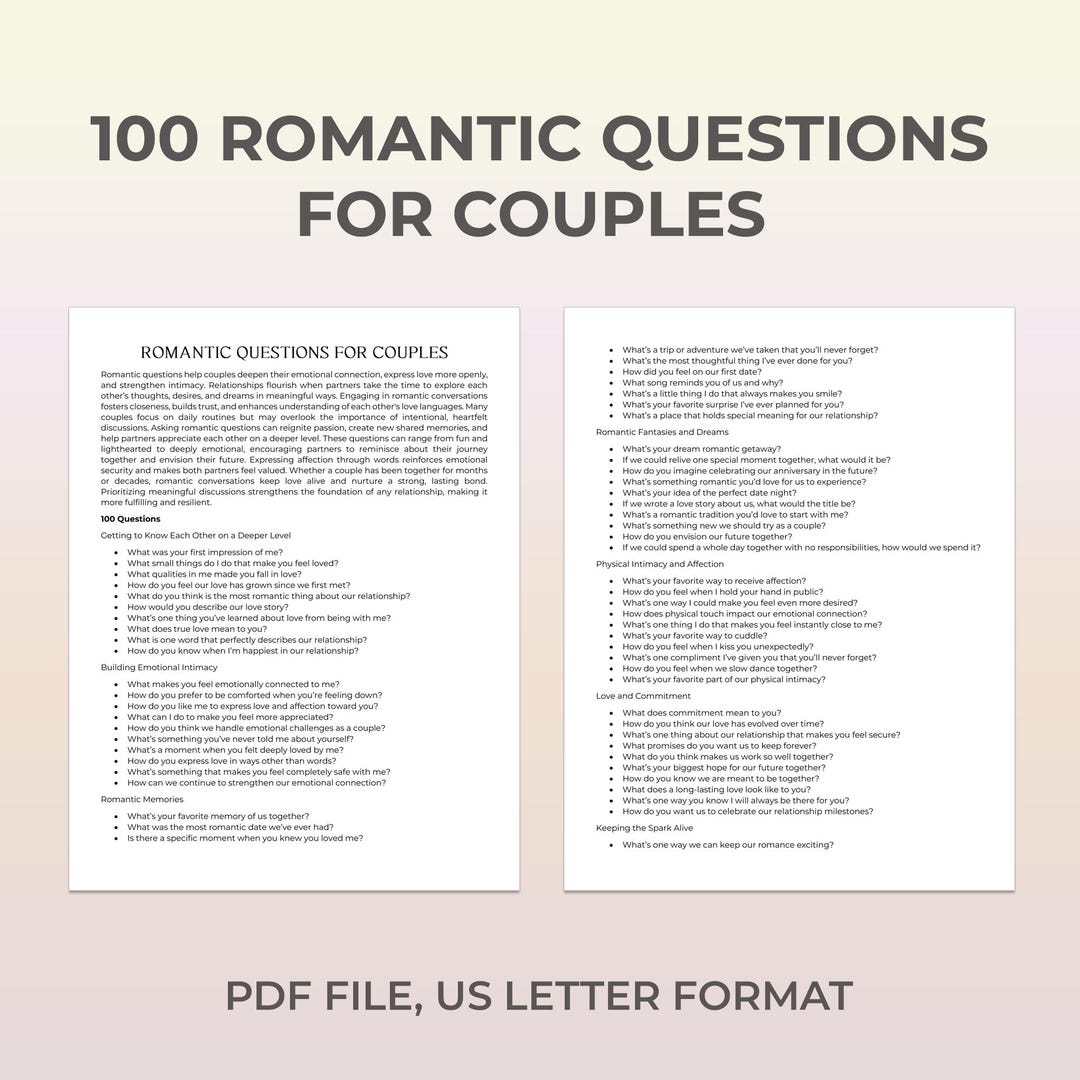 Romantic Questions for Couples, Romance, Connection, Passion, Trust ...