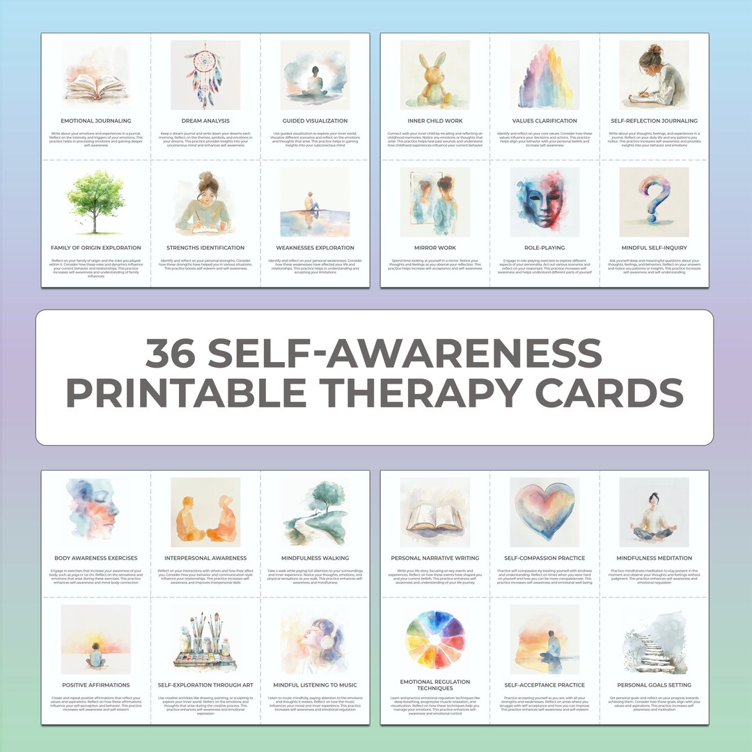 Self-awareness Therapy Cards, Psychodynamic Therapy Cards, Humanistic ...