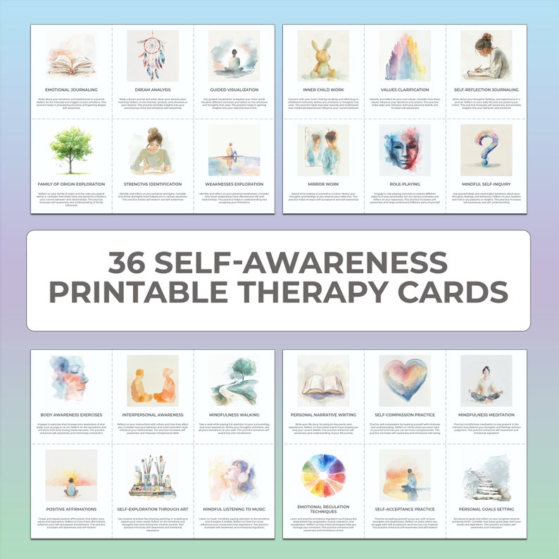 Self-awareness Therapy Cards, Psychodynamic Therapy Cards, Humanistic ...