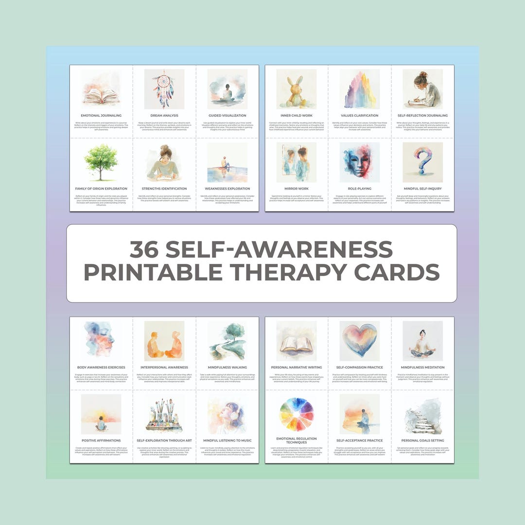 Self-awareness Therapy Cards, Psychodynamic Therapy Cards, Humanistic ...