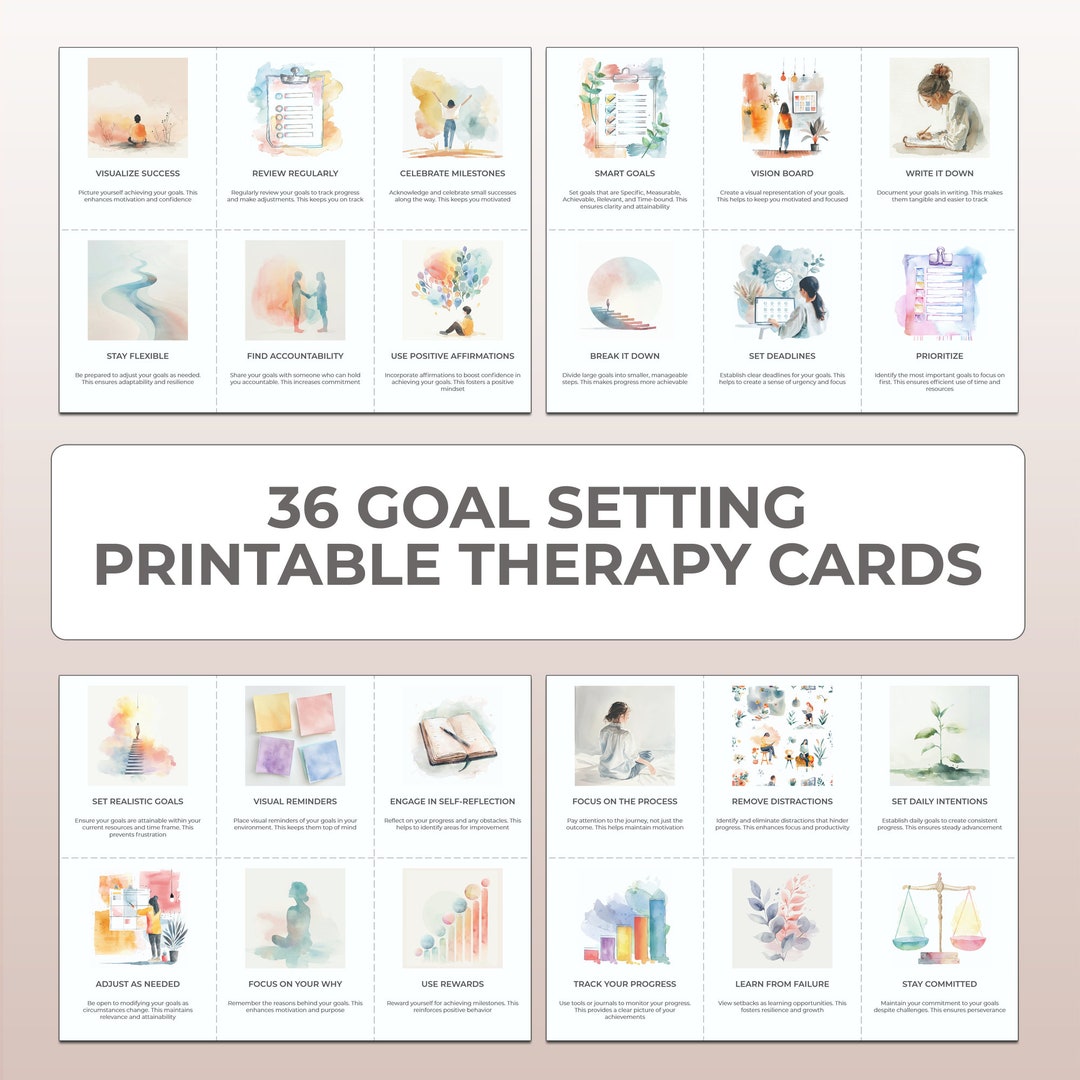 CBT Therapy Cards, Goal Setting,cognitive-behavioral Therapy, Printable ...