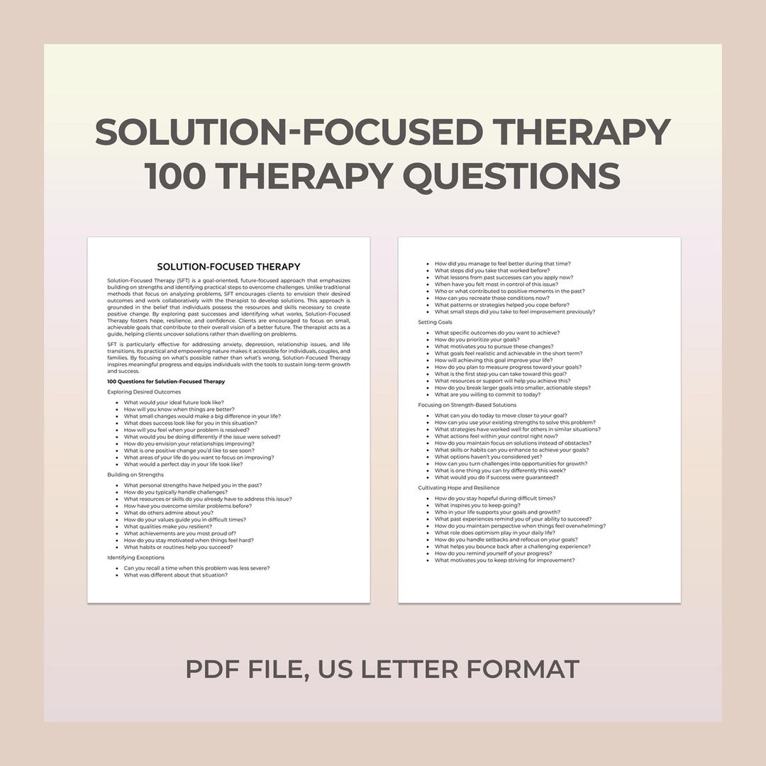 Solution-focused Therapy Questions, Strengths-based, Positive Mindset ...