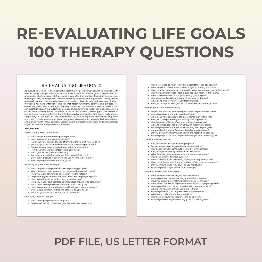 Goal-setting Therapy Questions, Personal Growth, Balance, Fulfillment ...