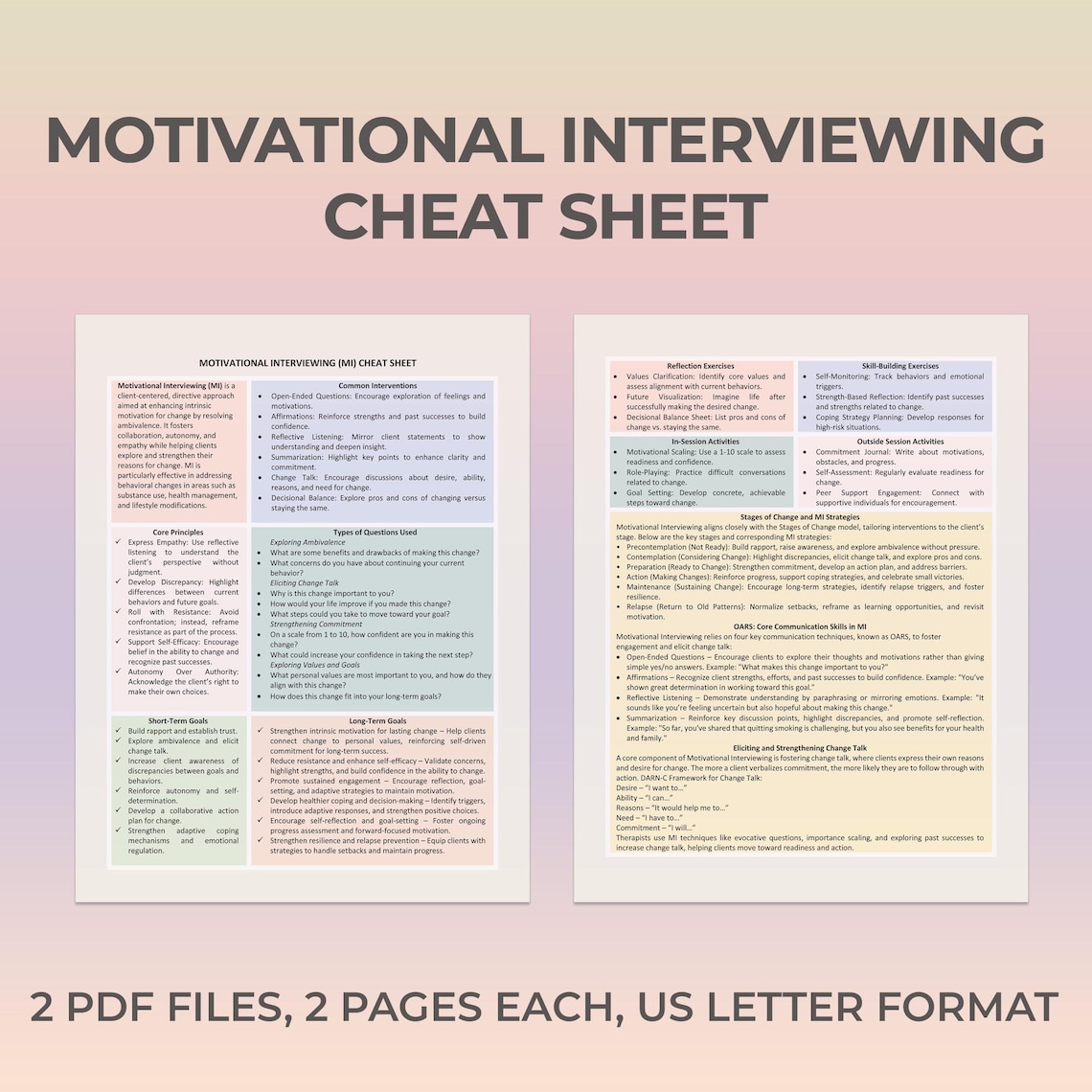MI Cheat Sheet, Motivational Interviewing Therapy Cheat Sheet ...
