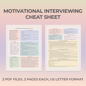 MI Cheat Sheet, Motivational Interviewing Therapy Cheat Sheet ...