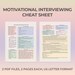 MI Cheat Sheet, Motivational Interviewing Therapy Cheat Sheet ...