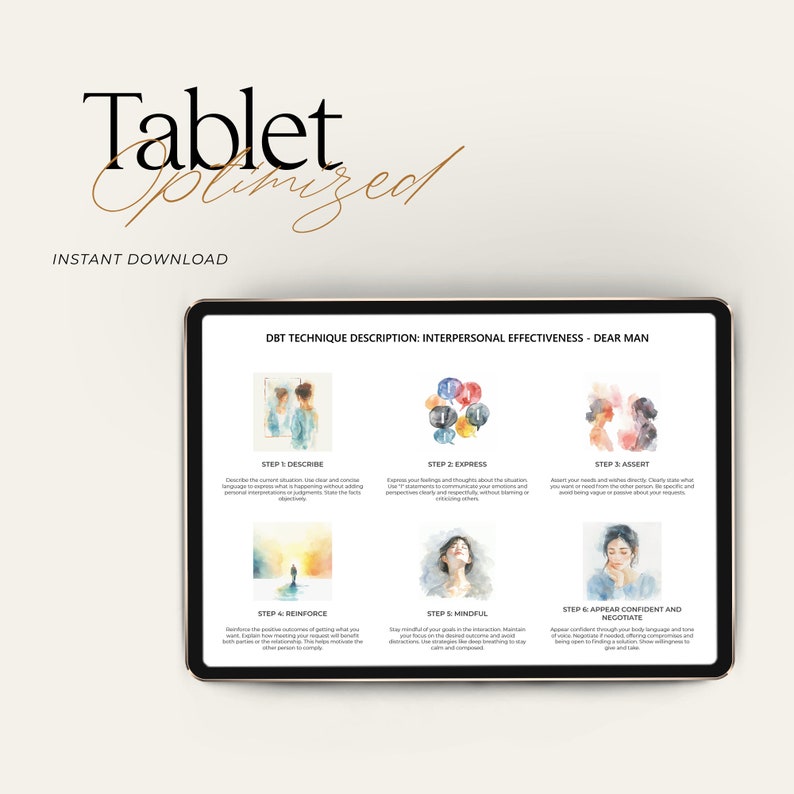 DEAR MAN Skill Worksheet, DBT Worksheet, Therapy Technique, Dialectical ...