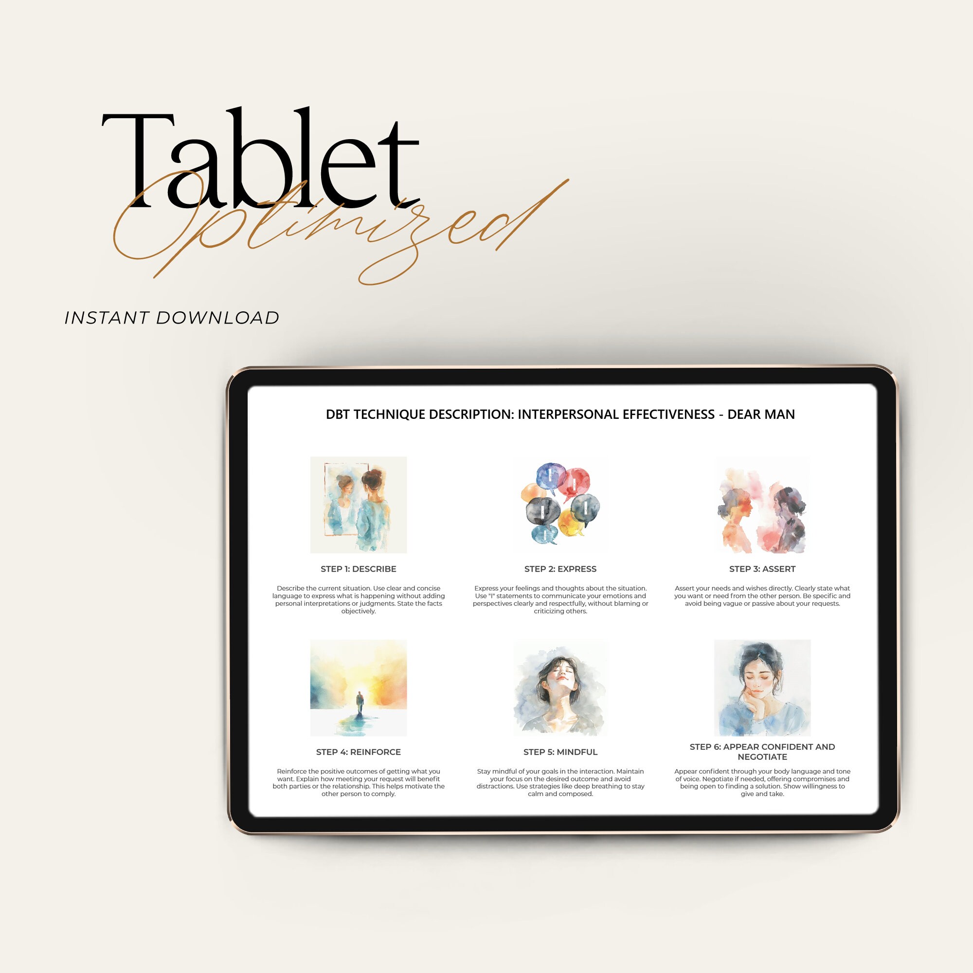 DEAR MAN Skill Worksheet, DBT Worksheet, Therapy Technique, Dialectical ...