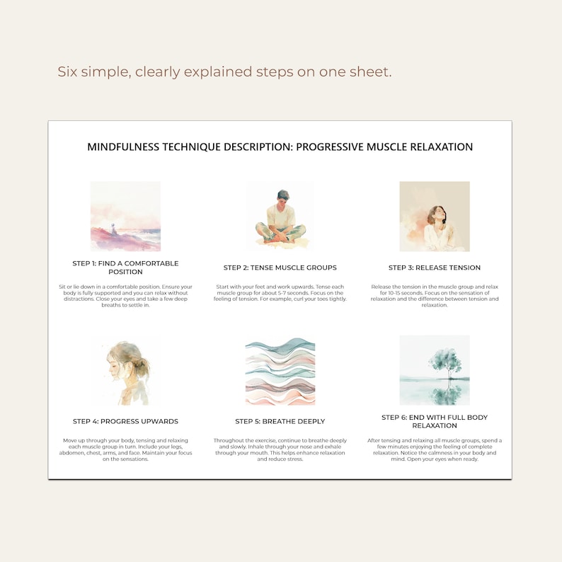 Progressive Muscle Relaxation, Mindfulness Therapy Worksheet ...