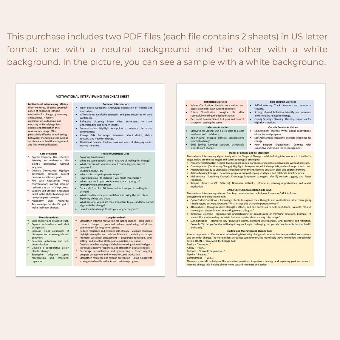 MI Cheat Sheet, Motivational Interviewing Therapy Cheat Sheet ...